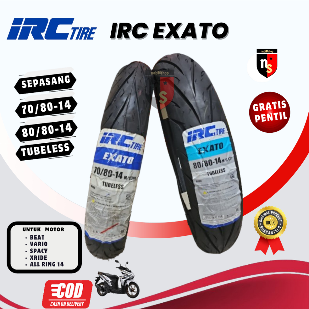Irc Exato Motorcycle Tire Package 70/80-14 and 80/80-14 Tubeless Free ...
