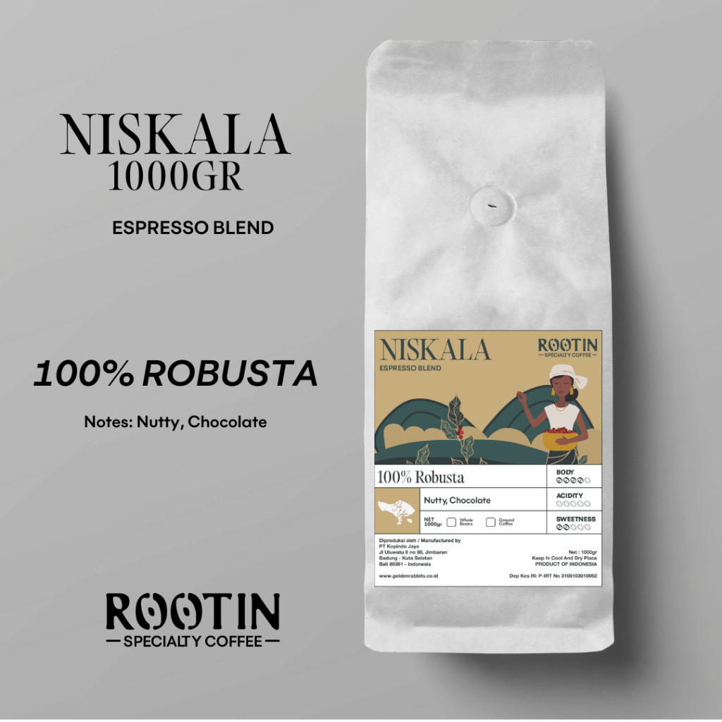 Niskala Espresso Blend Coffee Beans 100% Robusta Roasted Beans - 1 Kg ...