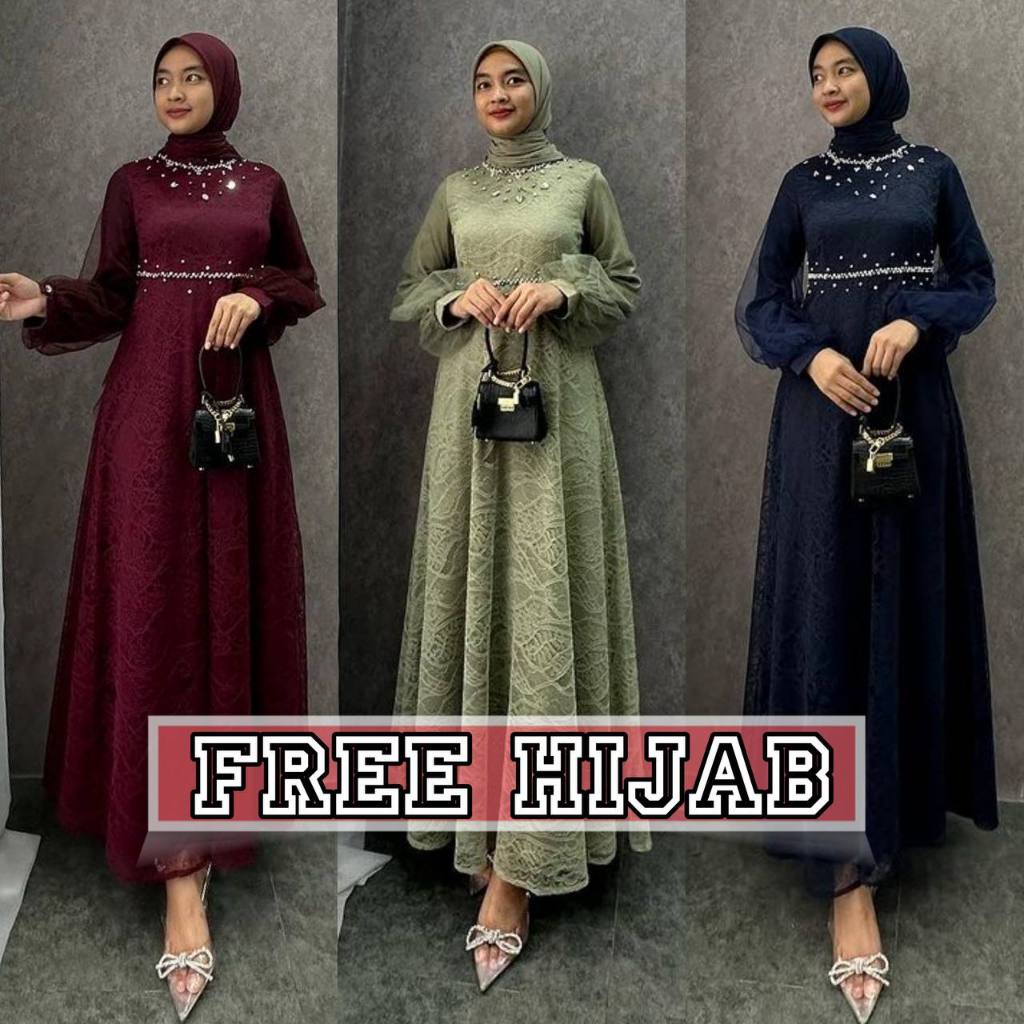 ( Fre HIJAB ) Nadine Gamis Exclusive Modern Dress Latest Eid Gamis for ...
