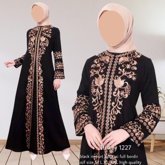 HITAM Gamis Abaya Embroidery ABY 04 Mabrurstore Arab Black Tille ...