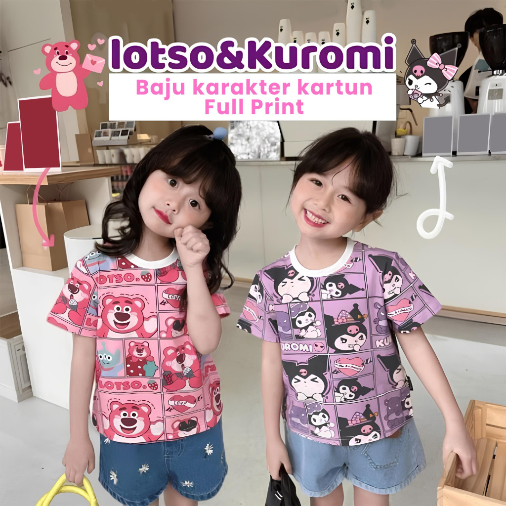 KATUN [PRINCESS Kesli] 1-9 Years Kuromi lotso Strawberry Girls Clothes ...