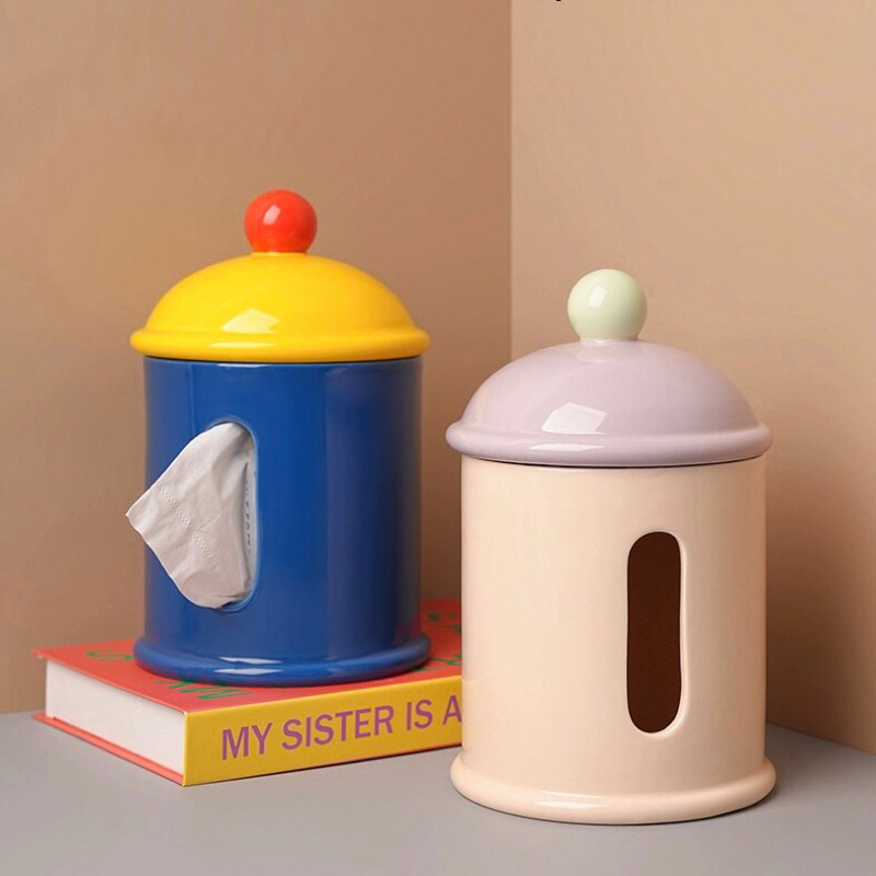 [READY] Aesthetic Tissue Box Viral Ceramic Round Tissue Box | Shopee ...