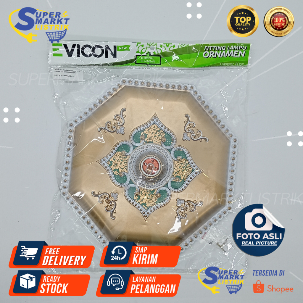 VICON Gold Silver 30cm Octagonal Ceiling Light Fittings, attractive ...
