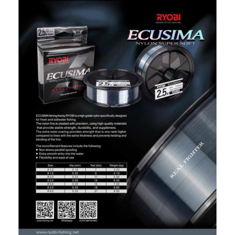 Ryobi Ecusima Nylon Super Soft String 150 Meters | Shopee Malaysia