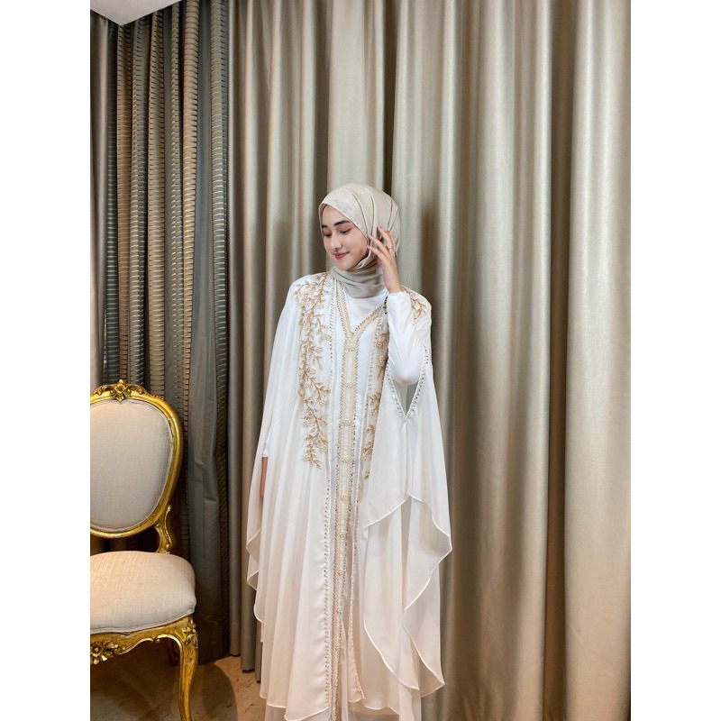 Embroidered GHINA Gamis Kaftan + Inner Belt and Turban Set Luxury ...