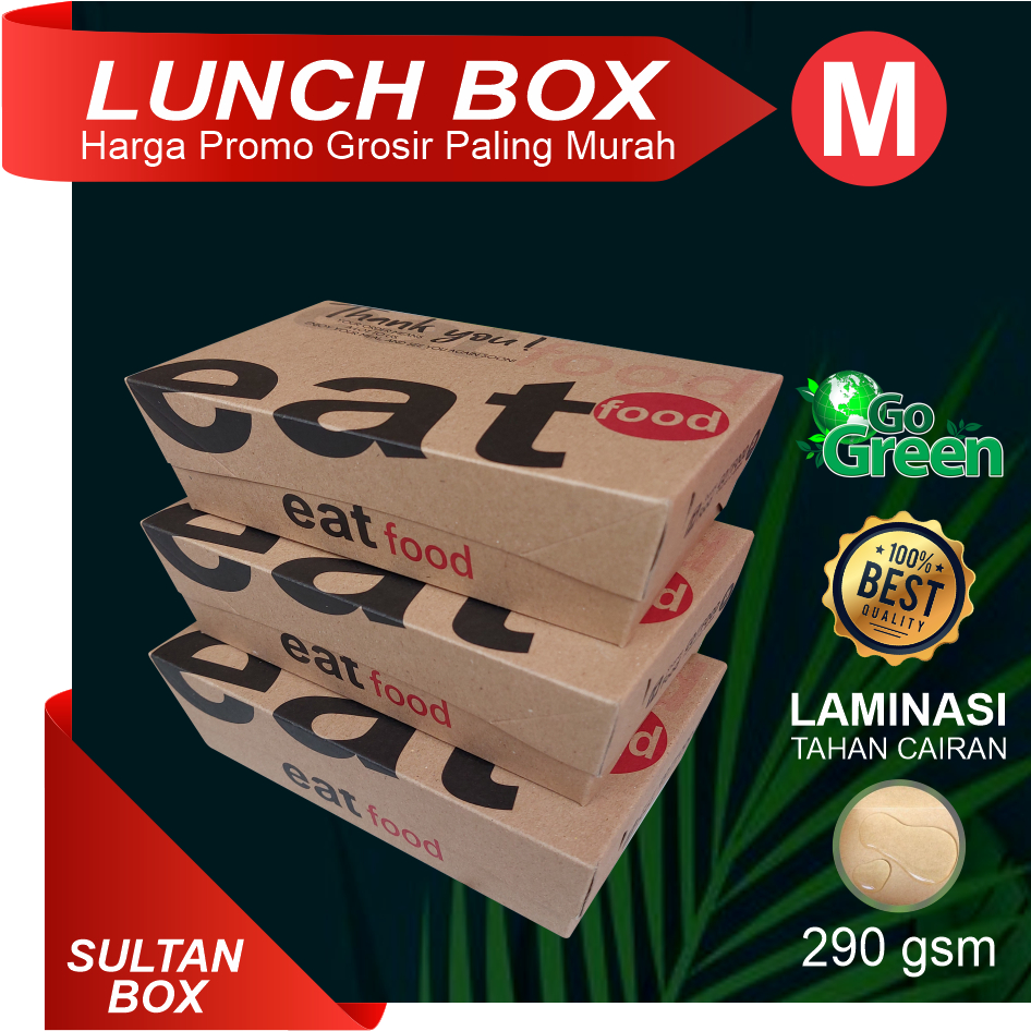 Chocolate Printed Lunch Box Size M 290gsm Brown Paper Lunch Box Kraft ...