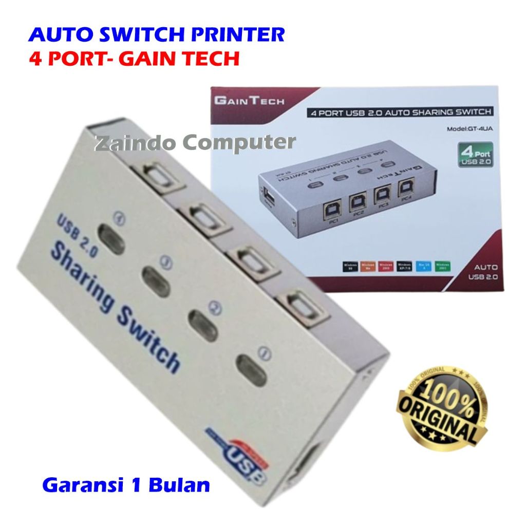 Auto SWITCH PRINTER 4 PORT GAIN TECH/USB SHARING SWITCH PRINTER 4 PORT GAINTECH SWICTH PRINTER ...