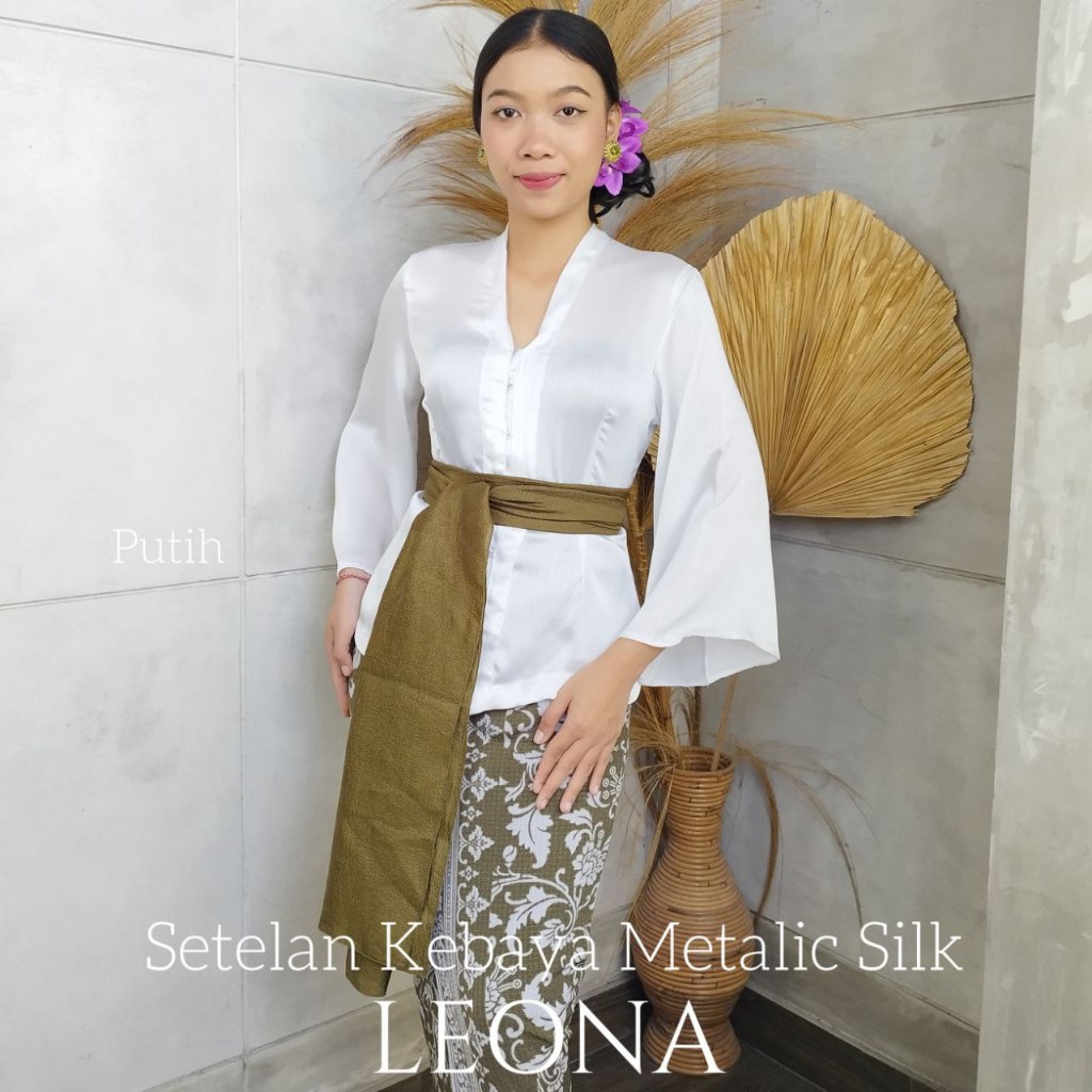 Kartini Leona Silk Metallic Kebaya Suit and Full Stretch Knit Skirt ...