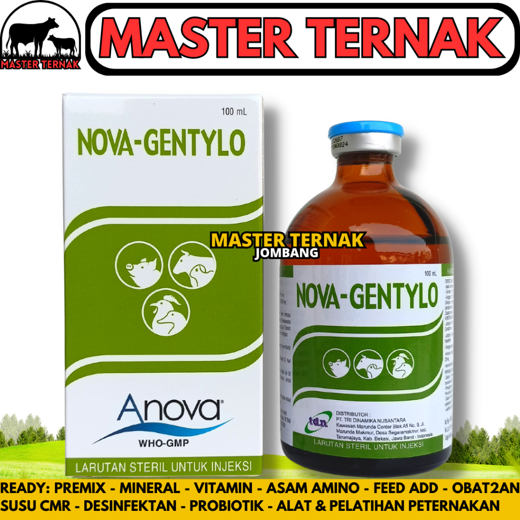 Nova GENTYLO 100ML - Broad Spectrum Bacterial Infection Antibiotic for Cows Goats Pigs Poultry ...