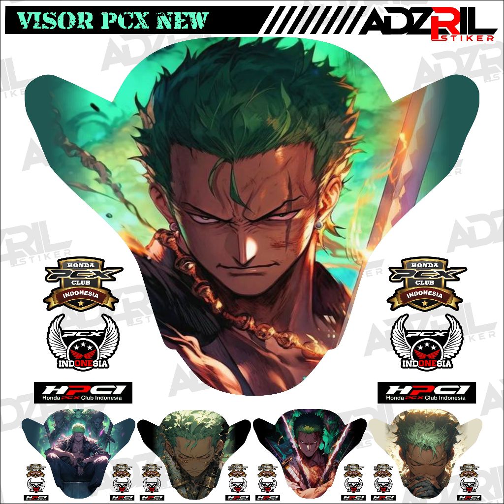 Winshield HONDA PCX 160 visor Sticker NEW ONE PIEACE ZORO Cool (027 ...