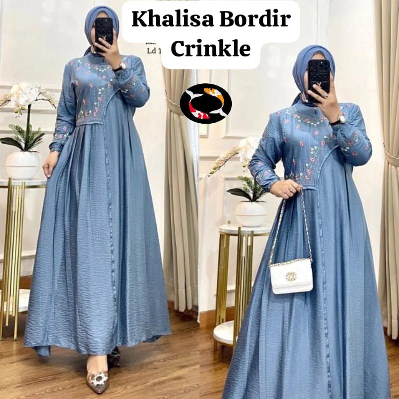 Kahlisa GAMIS Embroidery CRINKLE SUPER Luxury/PREMIUM Imported Women's ...