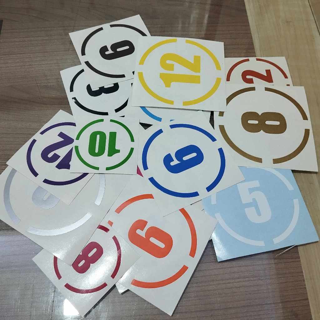 Number Sticker Model Round Strip Oracal Material Diameter 11cm | Shopee ...