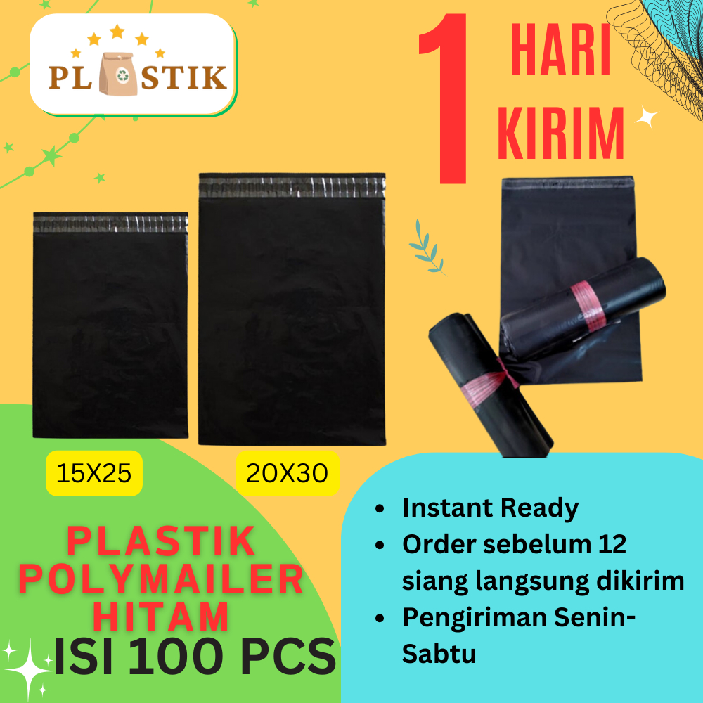 HITAM [Fill 100] 15X25, 20X30 cm Black Adhesive Packing Online Shop ...