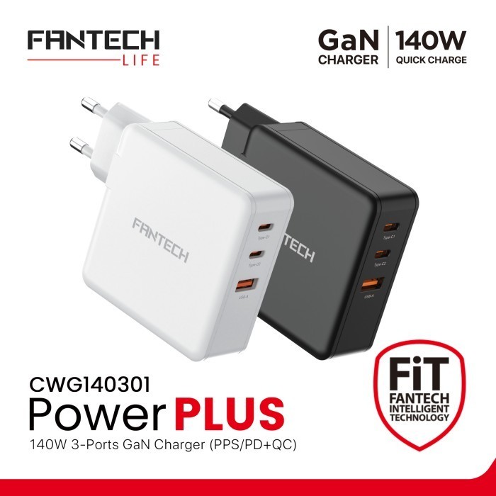 Fantech Charger Gan Powerplus 140W 3 Port PD Fast Charging CWG140301 ...