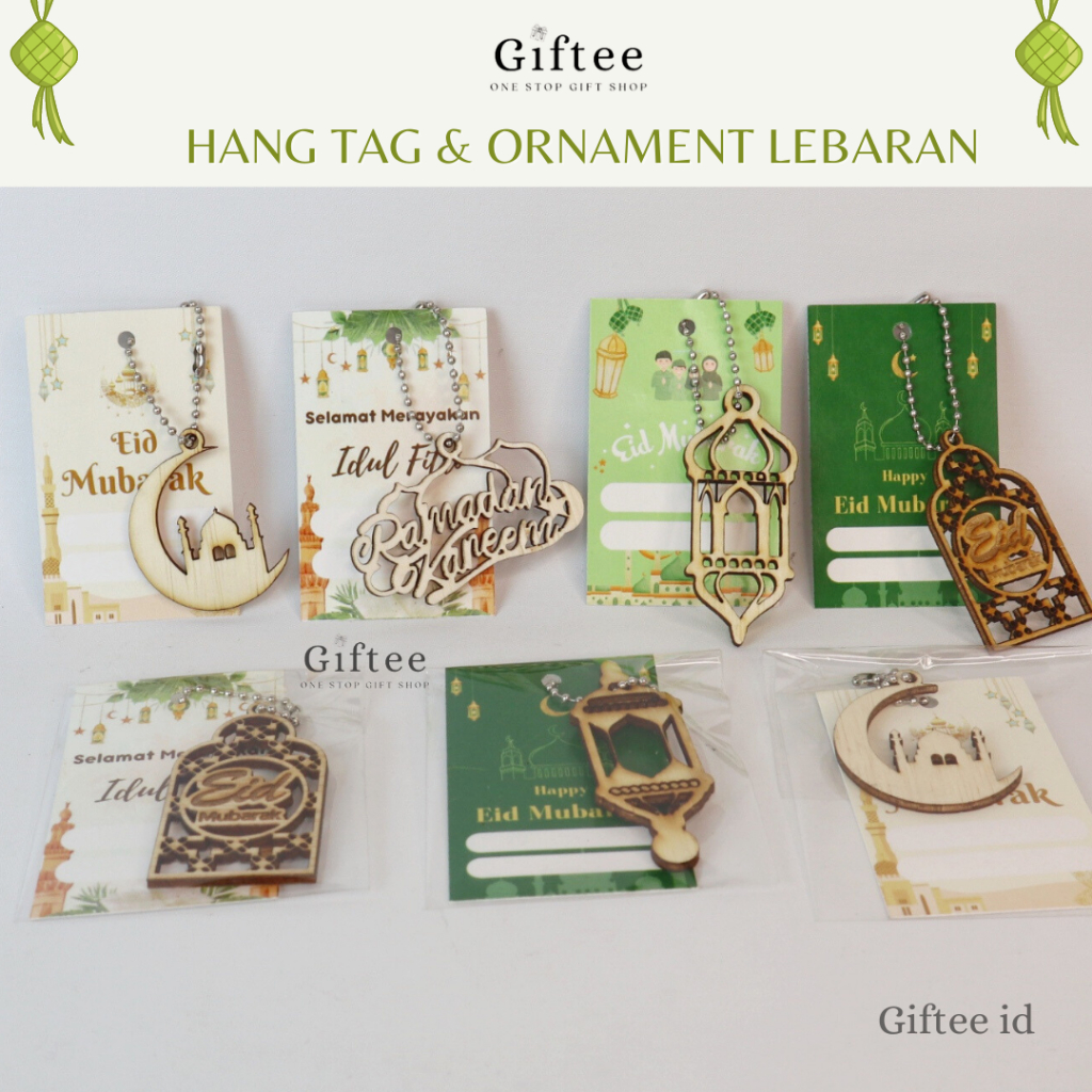 GANTUNGAN KAYU Hang TAG LEBARAN Hanging BOX HAMPERS ORNAMENT Wooden ...