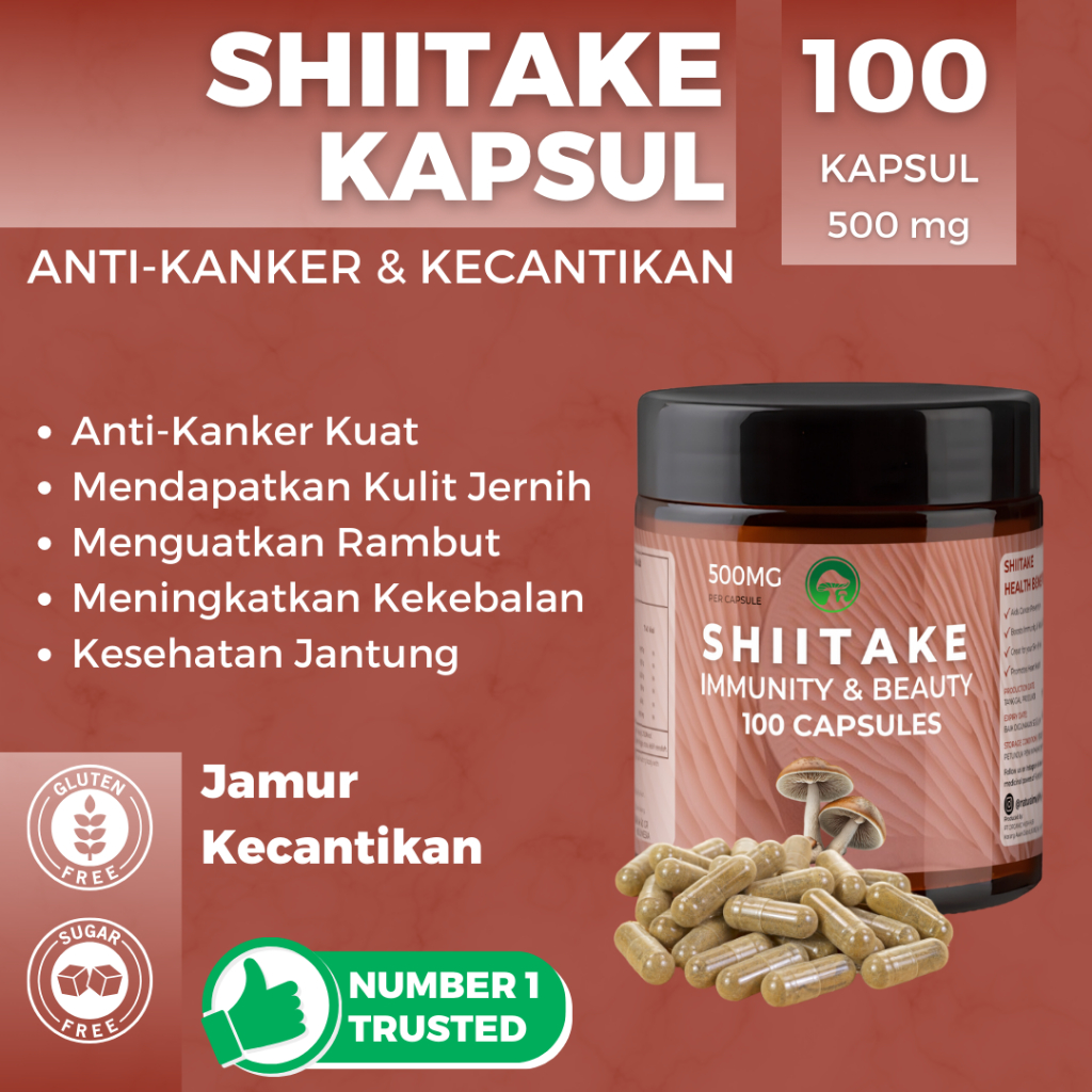 Shiitake Mushroom Mushroom Capsules 100 X 500mg: Anti-Cancer, Immunity, Beauty, Clean Skin ...