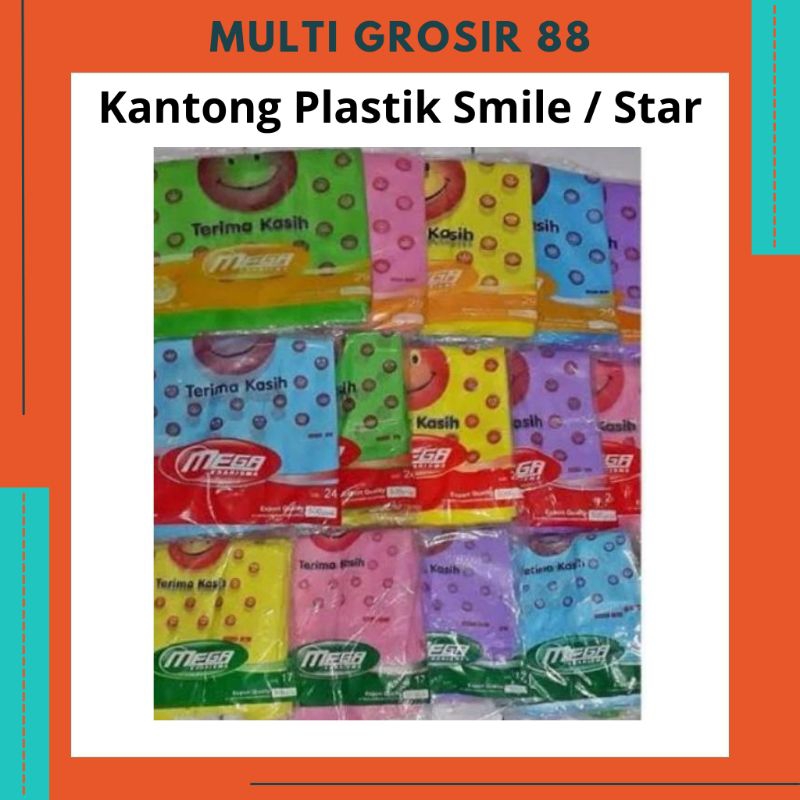 Mg88 Plastic Bag/Shopping/Crackle Logo SMILE/SMILEY/STAR+Thank You - Thank You Shopping Bag uk ...