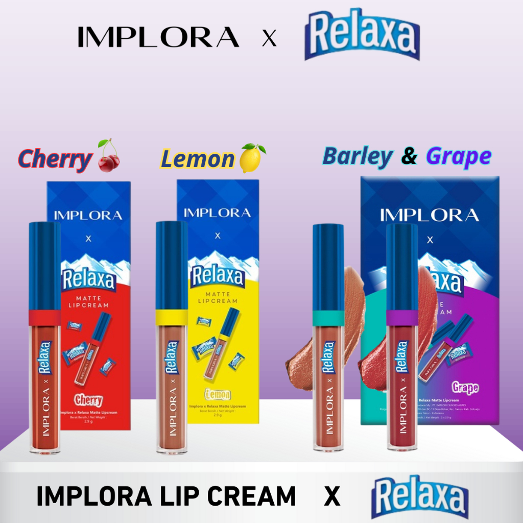 Implora Lip Cream X Relaxa Barley & Grape | Cherry Lemon | Long LASTING ...