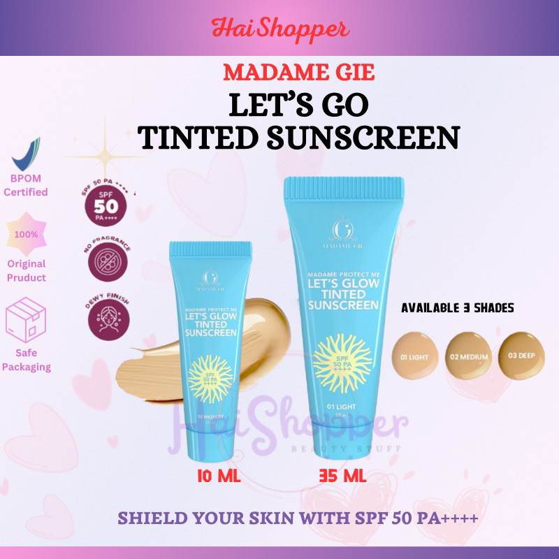 ️READY ️MADAME Gie MADAME PROTECT ME Let's GO TINTED SUNSCREEN SPF 50 ...