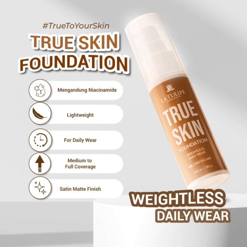 La Tulipe True Skin Foundation - Lightweight Weightless Matte Blendable ...