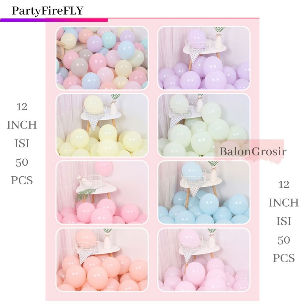 12 inch Macaron Latex Balloons contains 50 pcs / Balloons per pack ...