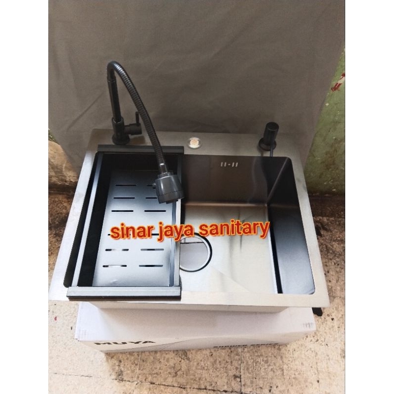 HITAM Kitchen sink package 5243 black black flexible faucet / Kitchen ...