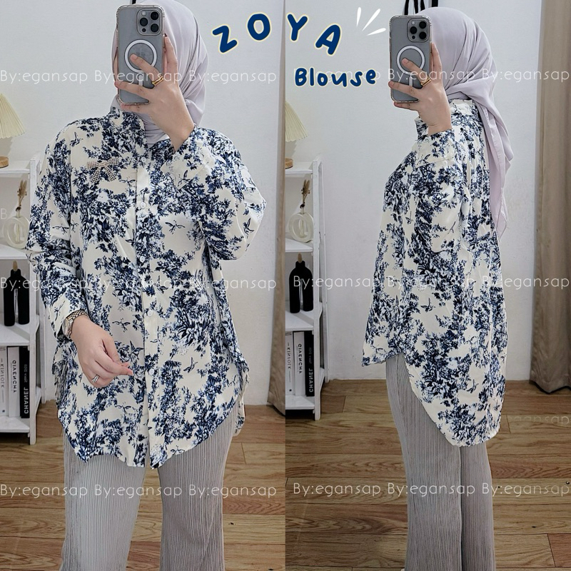 KEMEJA Evenice | Zoya Blouse Flora Tunic Women's Shakila Top Shirt ...