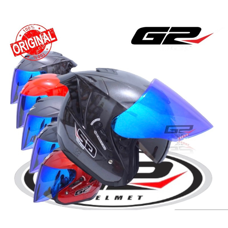 Helmet G2 OPTIMAX SOLID GUNMET DOUBLE VISOR ORIGINAL (Package Handsome ...