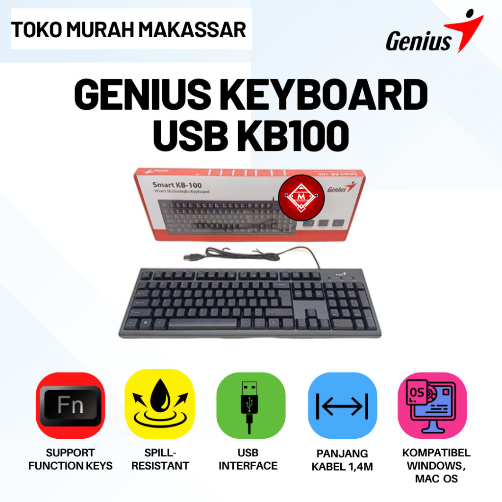 Genius Keyboard KB 100 USB Smart Keyboard Genius KB100 / KEY01-GEN ...
