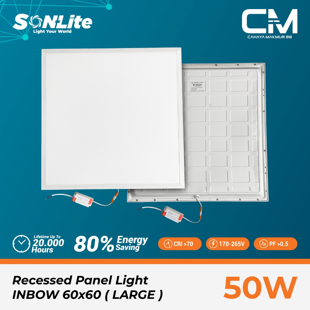 Led PANEL LIGHT SONLITE 50W Box 6500K 60x60 cm Price For Home Office ...