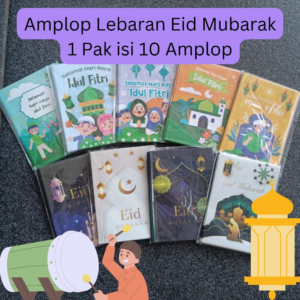 Eid MUBARAK Small Paper EID Envelopes 1 Pack Of 10 Envelopes | Shopee ...
