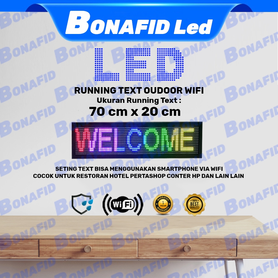 Running Text RGB 70cm x 20cm Wifi-USB Outdoor Moving Sign LED Display ...
