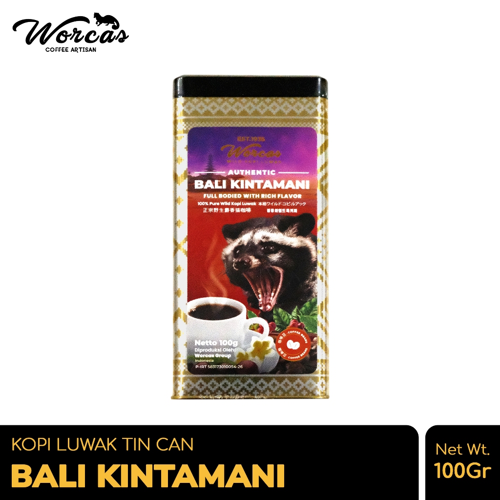 Worcas Kopi Luwak Bali Kintamani 100gr Tin Can | 100% Pure Luwak Coffee ...