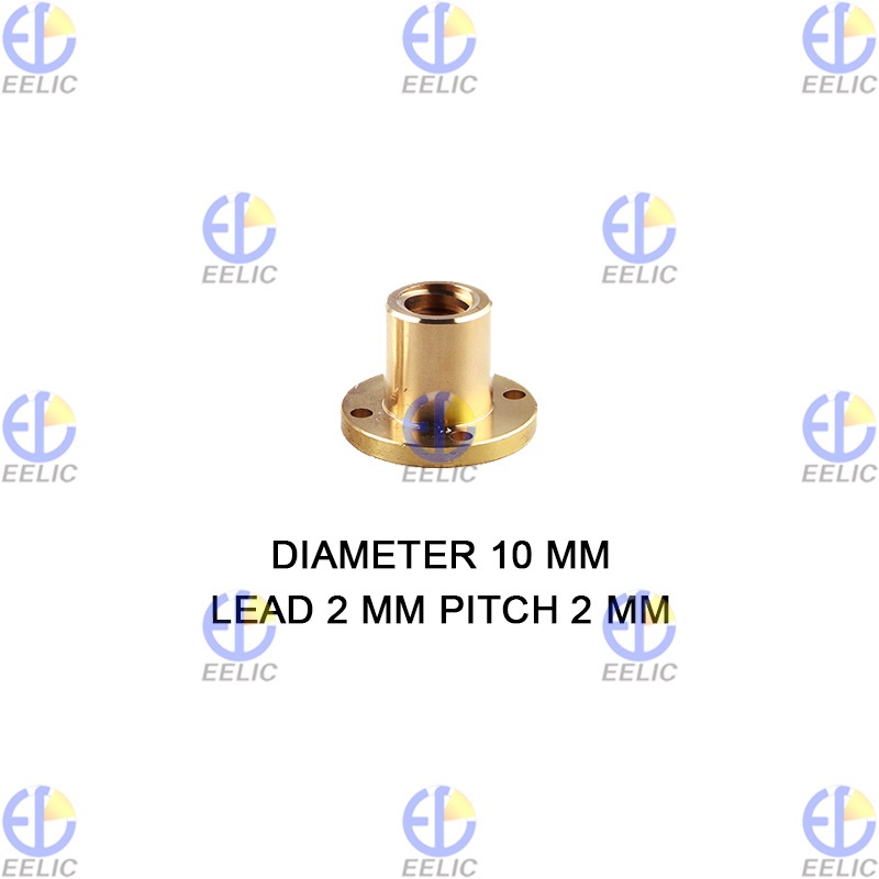 MESIN Eelic Nut-T10LP2MM T10 Lead Screw Brass Nut D 10mm Pitch 2mm Lead ...