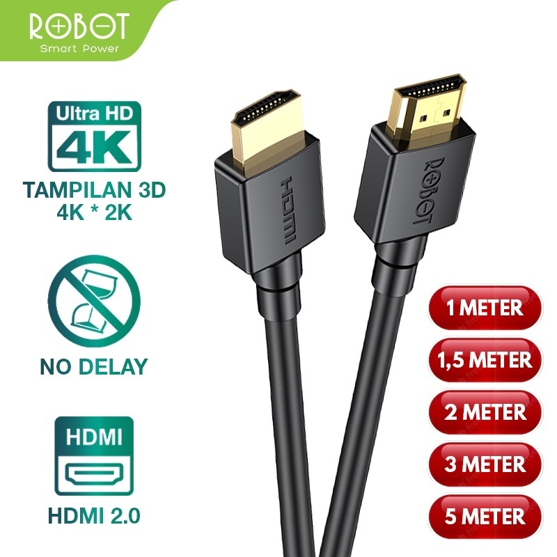 Robot HDMI to HDMI Cable RFH02 (2M) RFH03 (3M) Black | Shopee Malaysia