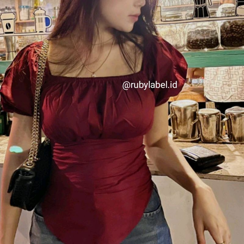 HITAM MERAH Christmas Corset top body shape Corset body top, sabrina ...