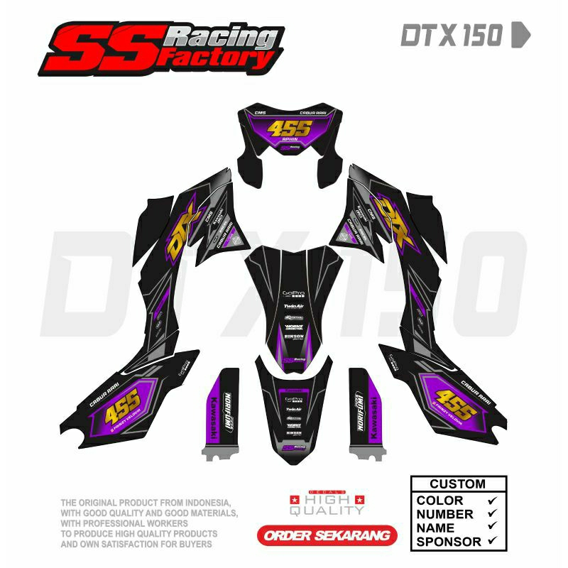 Decal Sticker Motorcycle KLX D-Tracker Cutting Gold KLX/BF/DTX/GORDONS ...