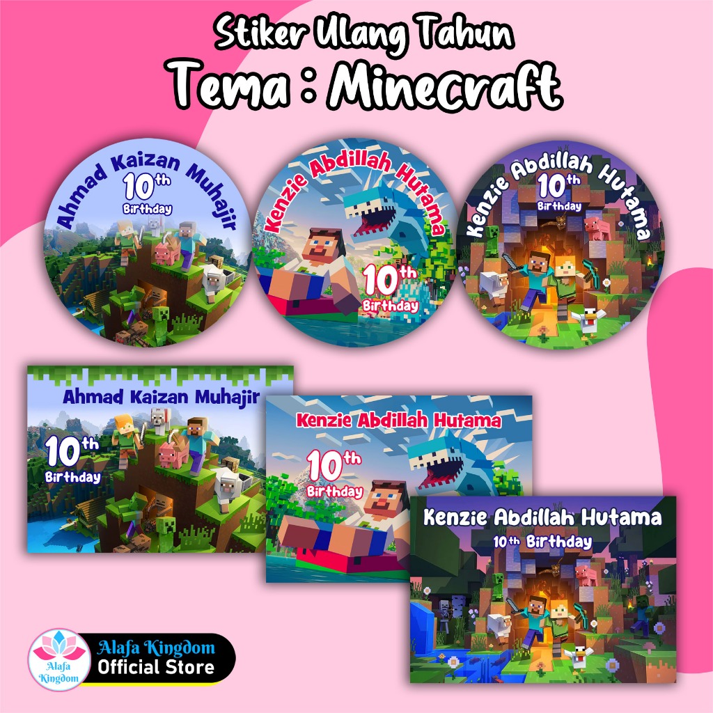 Alafakingdom - MINECRAFT Birthday Stickers Custom Birthday Labels ...
