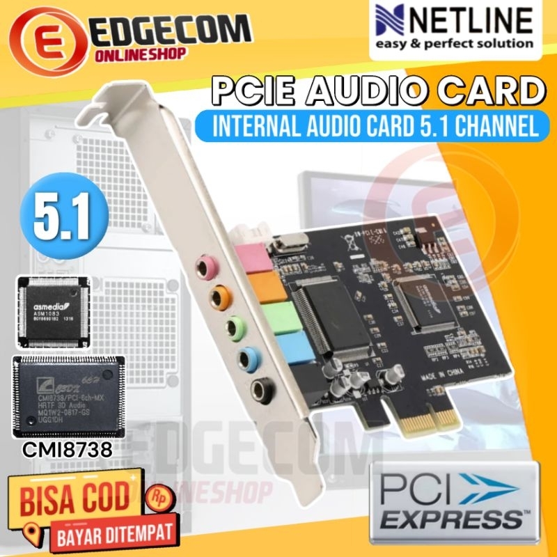 Pcie X1 Internal Audio Soundcard 5.1 CH CMI8738 PCI-E PCI EXPRESS SOUND ...
