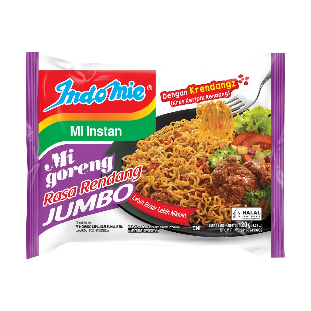 Mahbubah - Indomie Instant Fried Rendang Noodles 129g Jumbo | Shopee ...