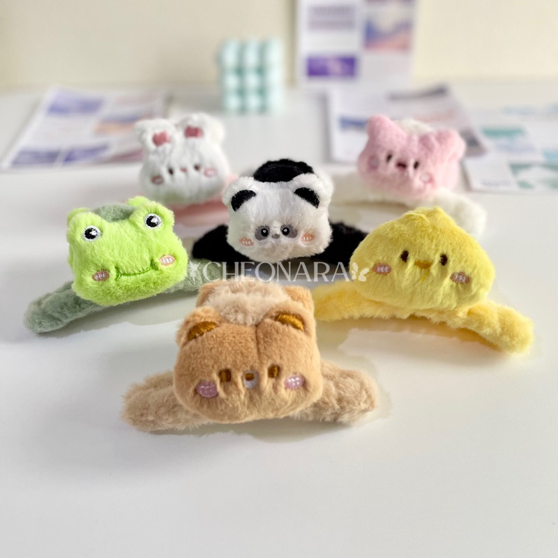 Cheonara - Cute Animal Characters Doll Hair Claw Clips / Soft Fur Clips ...