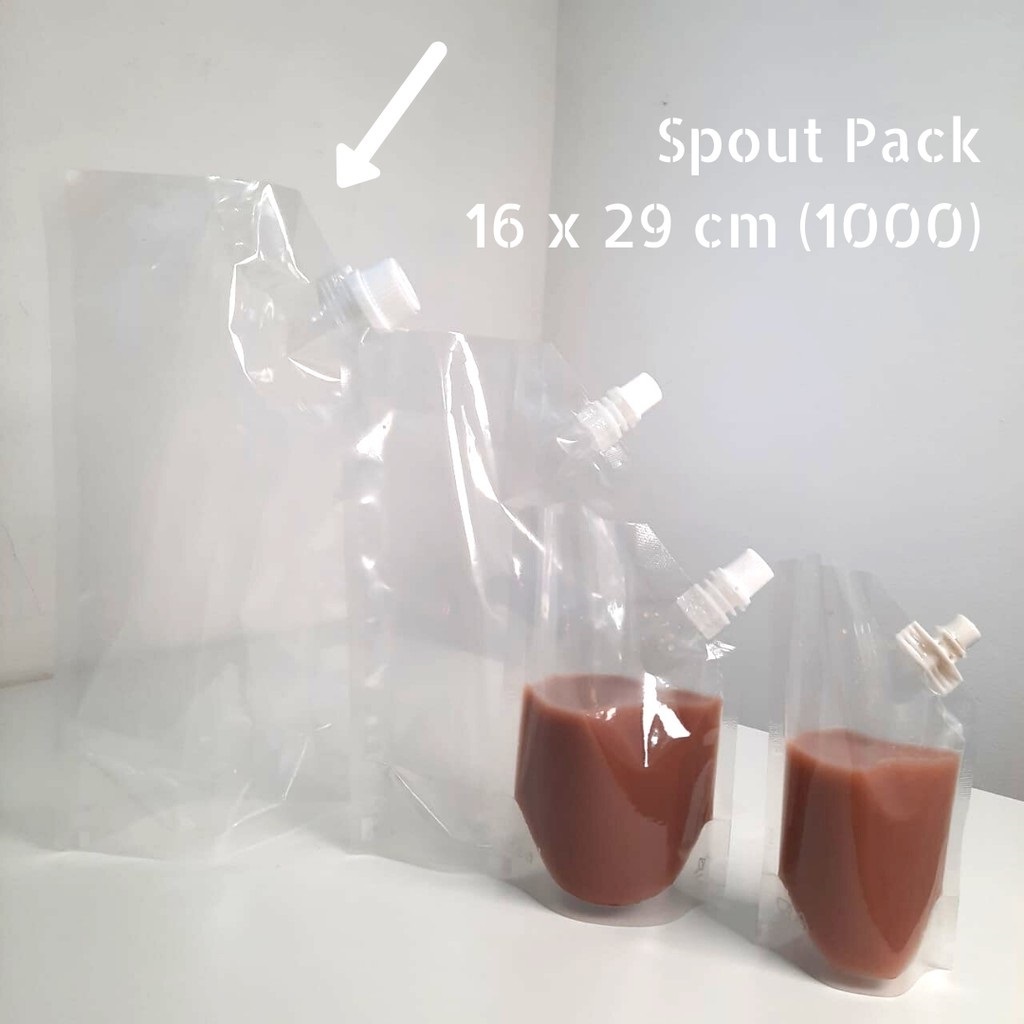 (50 pcs) STANDING POUCH LIQUID SPOUT SPOUTPACK 1000 ML / 16x29 CM KPACK ...