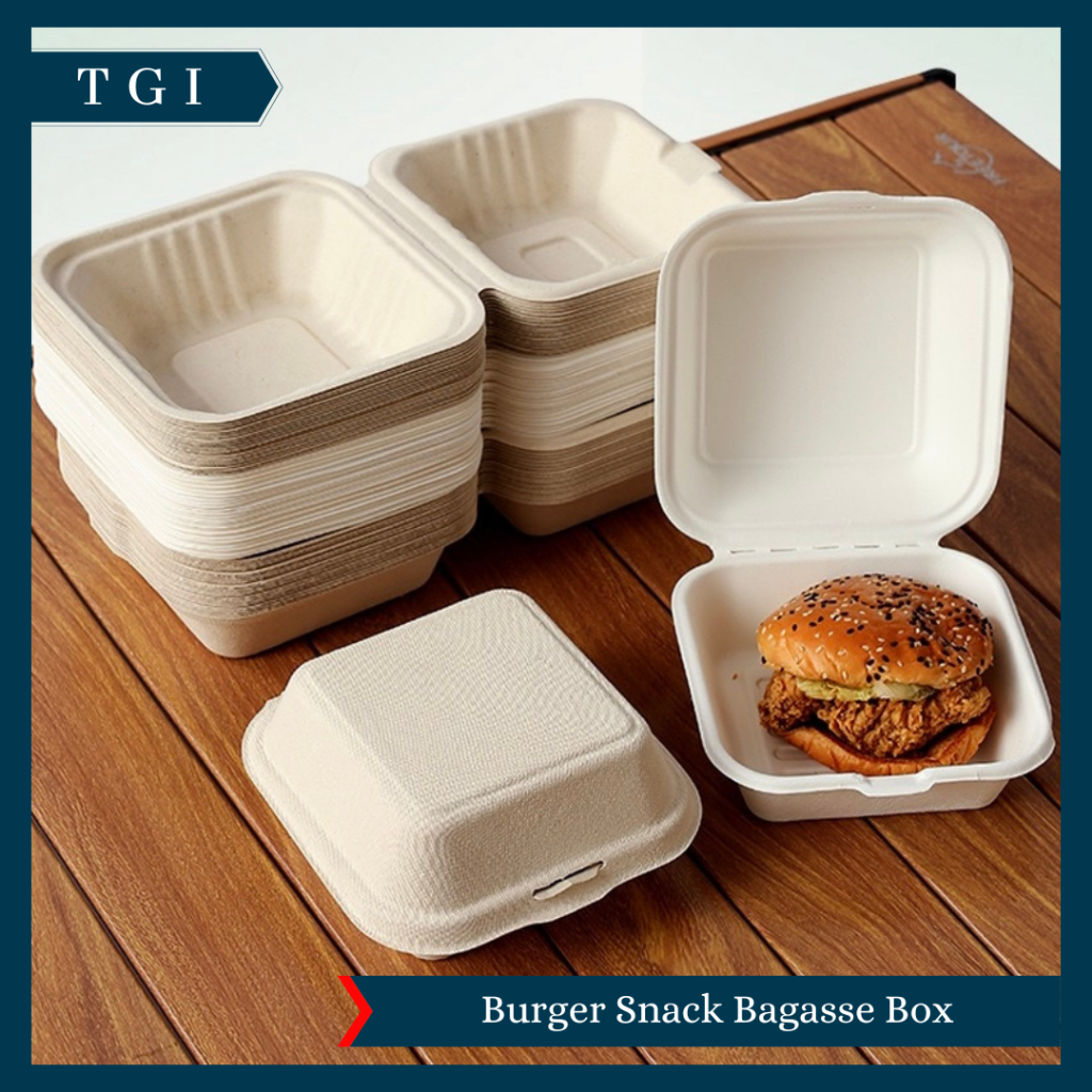 Tgi - SMALL BURGER BOX CANE FIBER ECOFRIENDLY BAGASSE BURGER BOX MINI ...