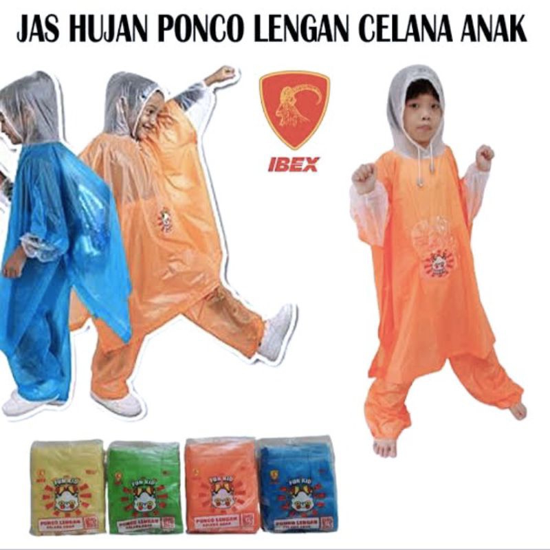 Children's Raincoat ibex fun kid Poncho Sleeves And Pants For ...