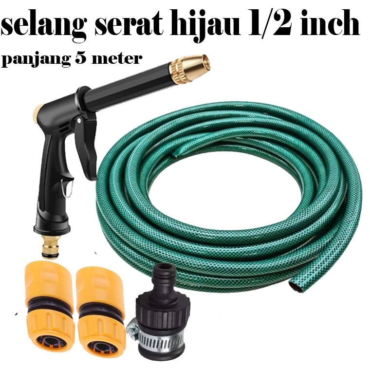 HIJAU Green Fiber Motorcycle Wash Water Hose Package diameter 1/2 Inch ...