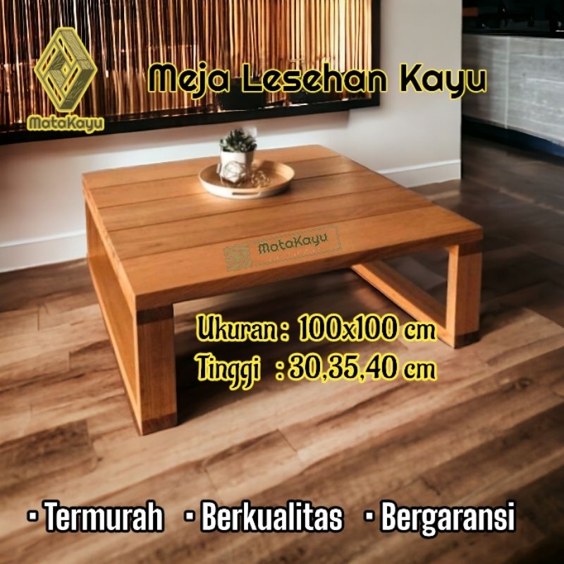 KAYU Guest Table 100x100cm lesehan Table Wood Coffee Table laptop ...