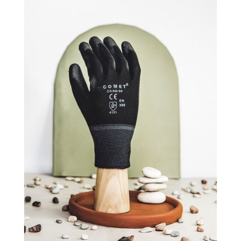 HITAM Comet / Black Color Rubber Gloves 1 Dozen/12 Pairs, Contents ...