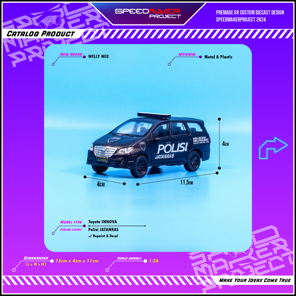 REPLIKA Welly Nex Custom Toyota Innova Police JATANRAS Diecast ...