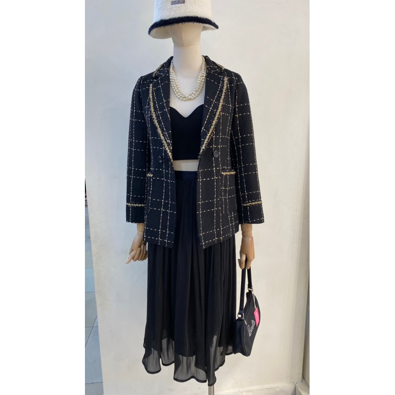 Korean Tweed Premium Blazer | Shopee Malaysia