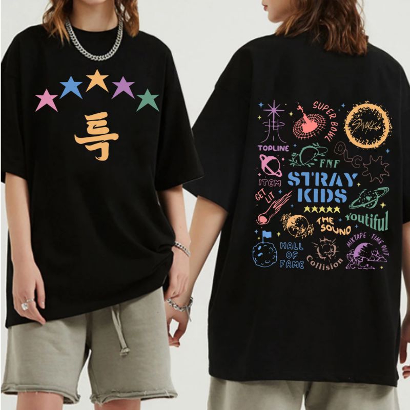 Kaos Stray Kids Kpop 5 Star Skz Skzoo University Straykids Oversize ...